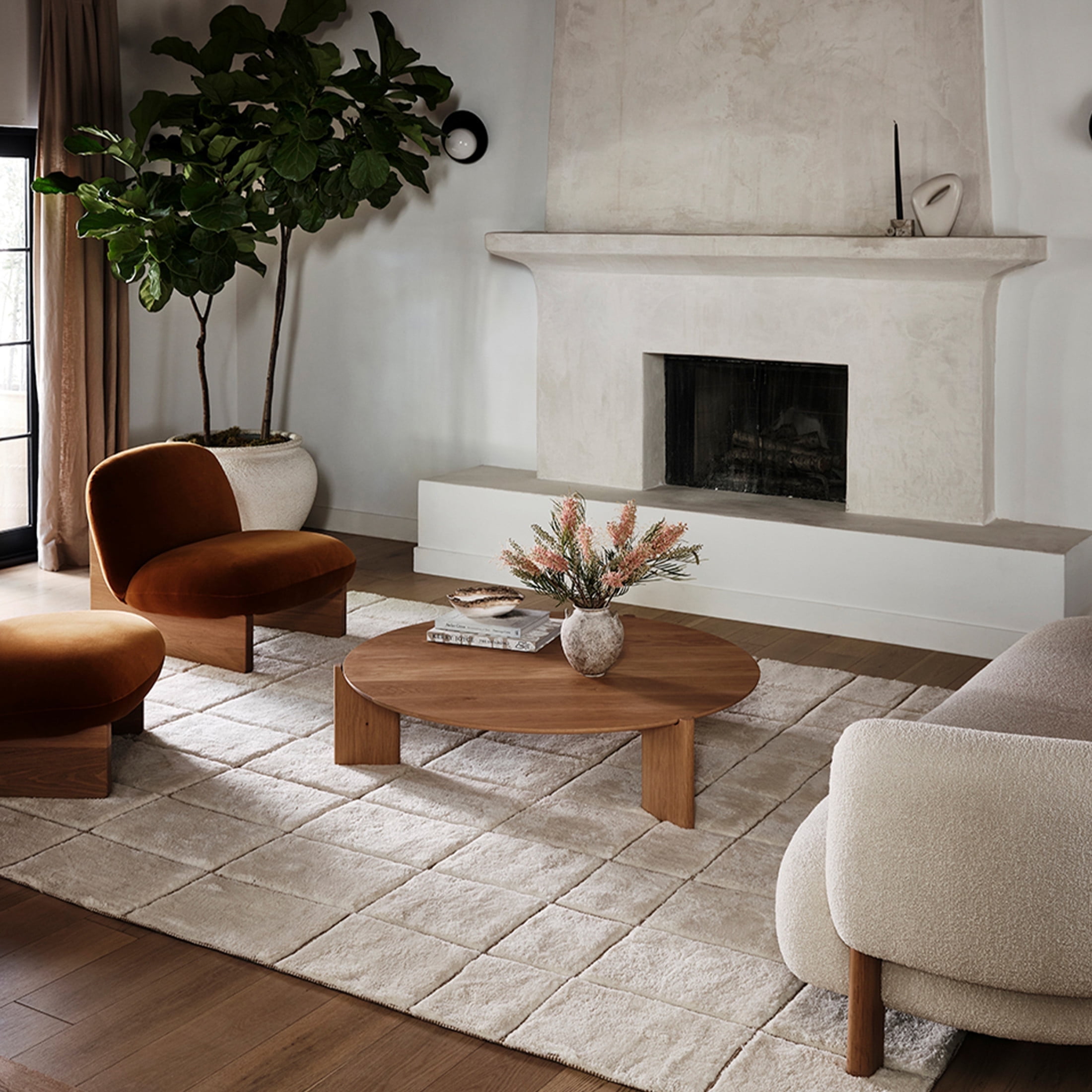 Rugs USA Em Checked New Zealand Wool Area Rug, 8' 6" x 11' 6", Em Ivory ...
