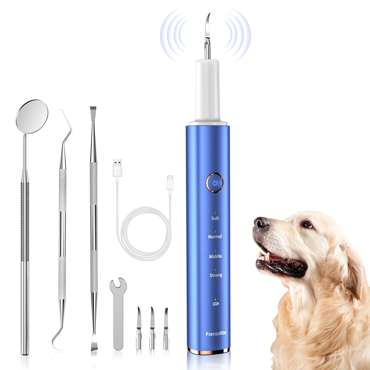 Frenzolite Ultrasonic Pet Teeth Cleaner for Dogs & Cats - 4 Modes ...