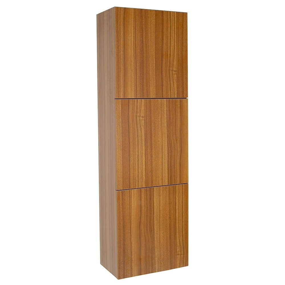 Fresca Teak Bathroom Linen Side Cabinet with 3 Large Storage Areas ...