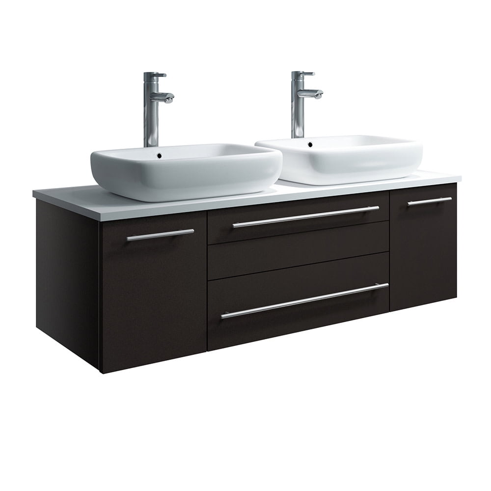 Fresca Lucera 48" Double Vessel Sinks Solid Wood Bathroom Cabinet in ...