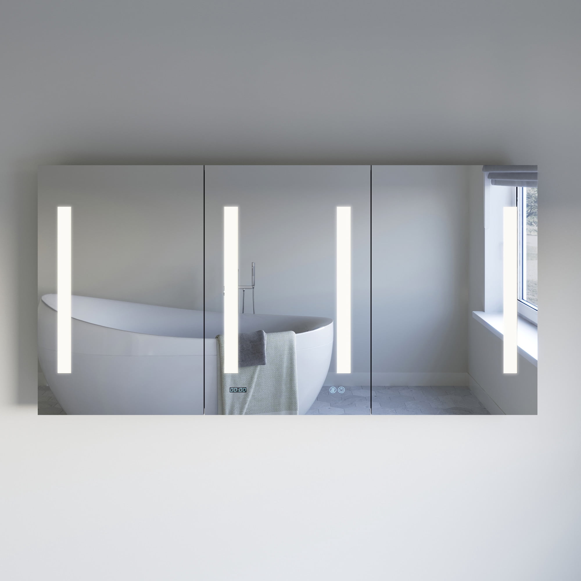 Fresca Fmc016030 Tiempo 59" X 29-1/2" Lighted Frameless Triple Door ...