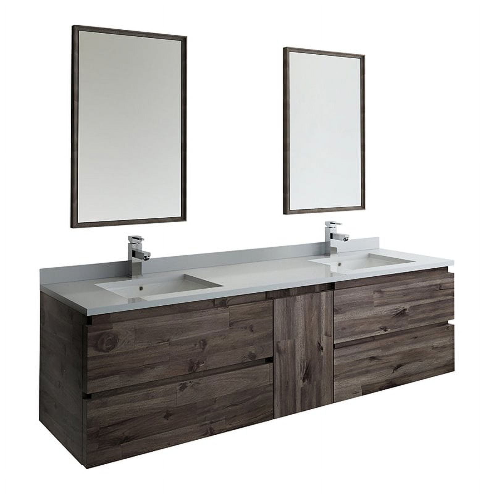 Fresca Formosa 72" Wall Hung Double Sinks Bathroom Vanity with Mirrors ...