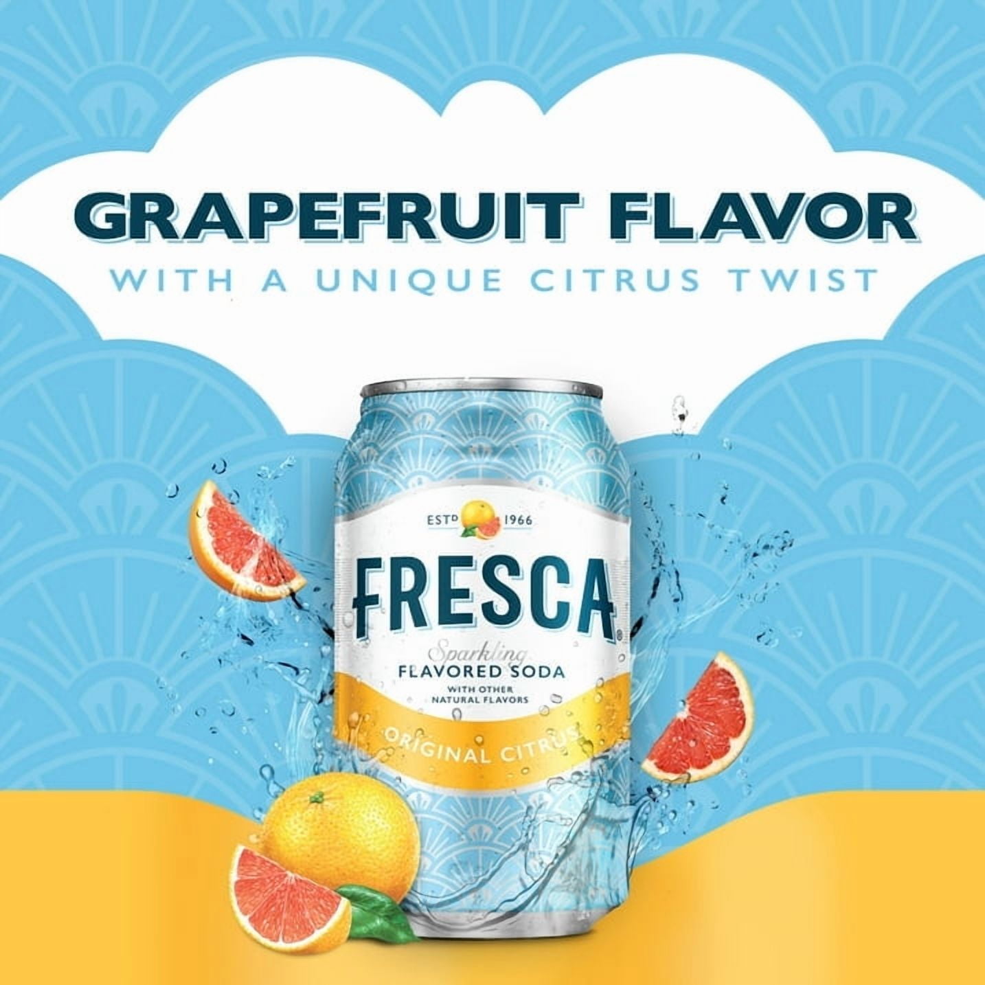 Fresca Grapefruit Citrus Soda Pop, 12 fl oz, 6Pack Cans - Walmart.com