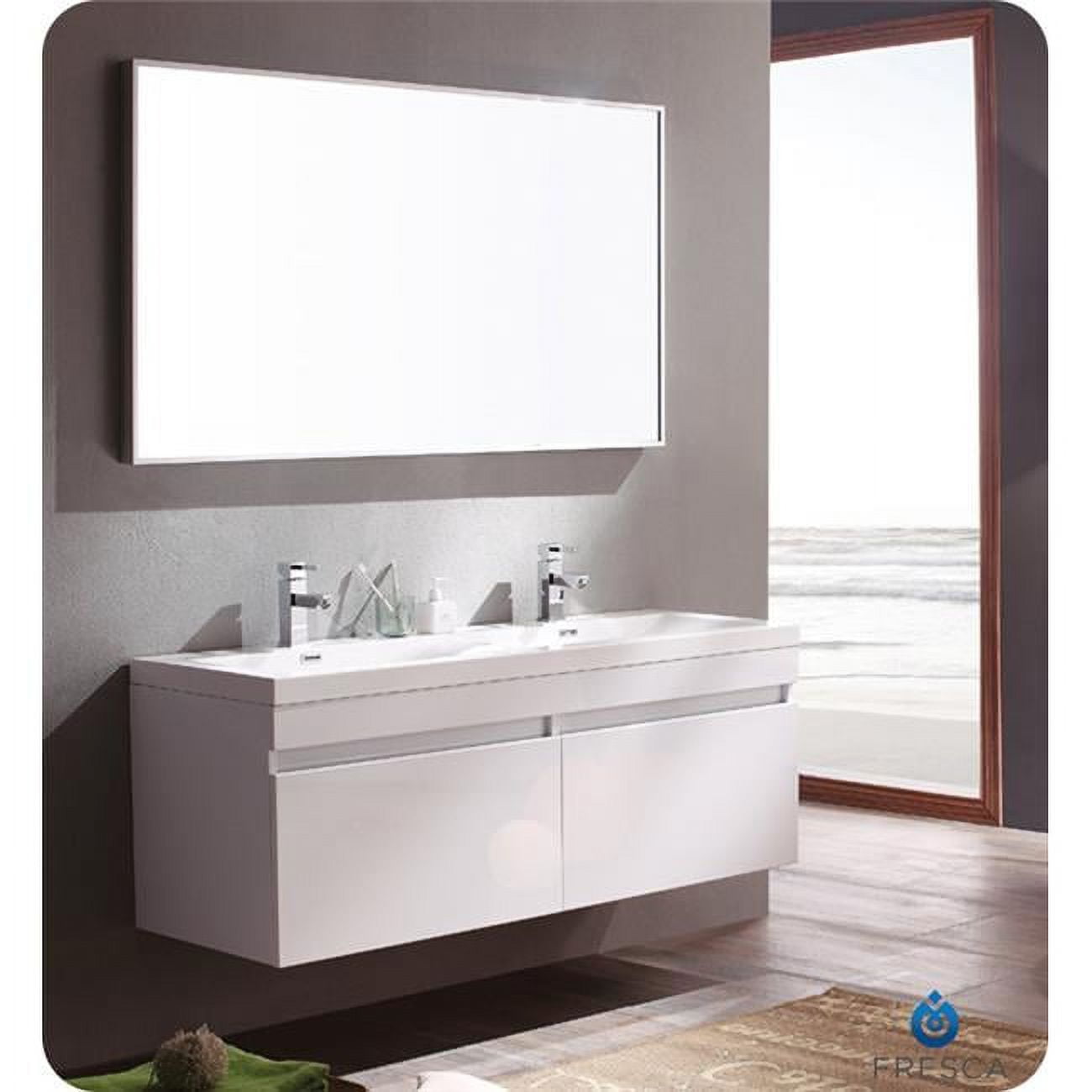 Fresca Largo White Modern Bathroom Vanity with Wavy Double Sinks ...