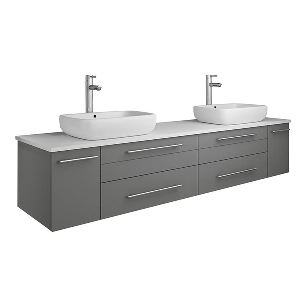 "Fresca Lucera 72"" Wall Mounted Solid Wood Bathroom Cabinet, Double ...