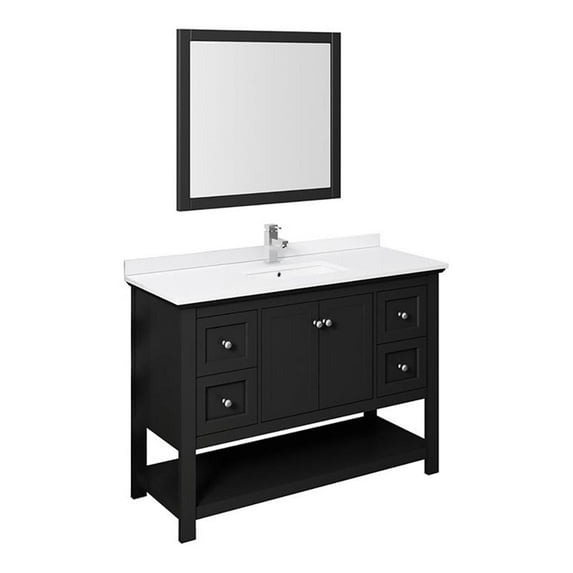 Fresca Manchester 48" Black Traditional Bathroom Vanity w/ Mirror ...