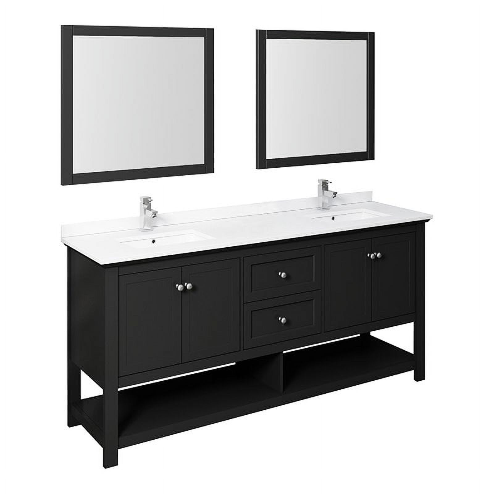 Fresca Manchester 72" Double Sinks Wood Bathroom Vanity with Mirrors in ...