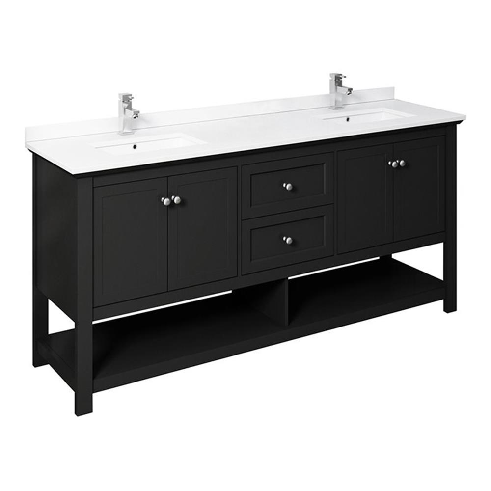 RGM Distribution Fresca Manchester 72" Black Traditional Double Sink ...