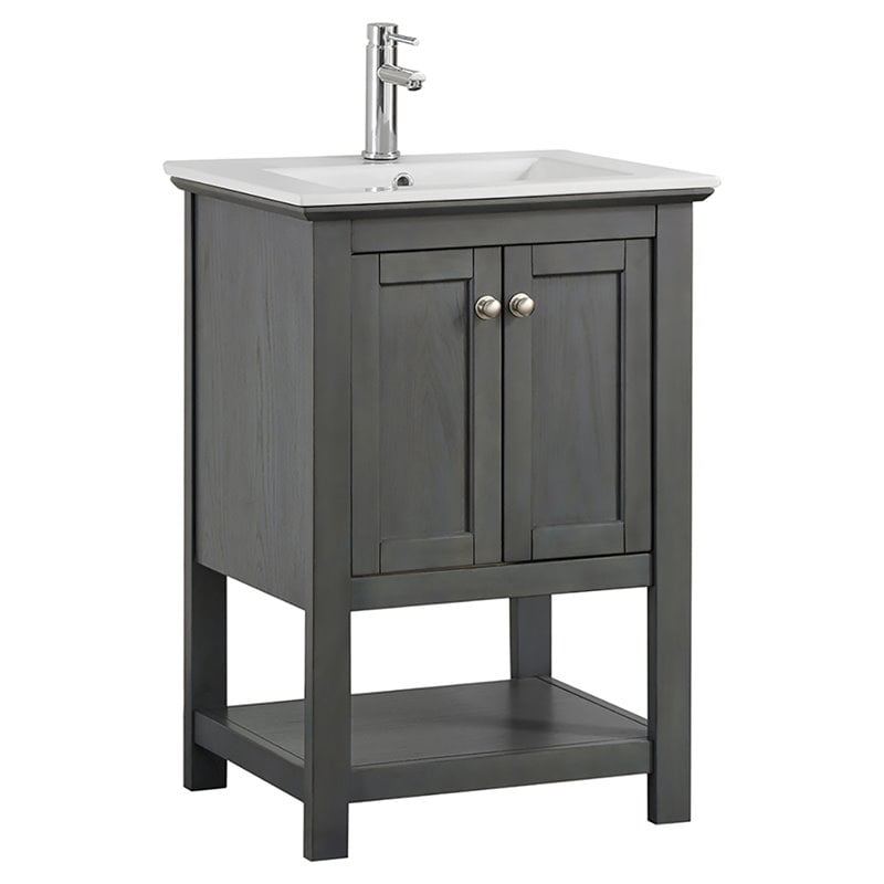 Fresca Manchester Regal 24" Gray Wood Veneer Traditional Bathroom ...