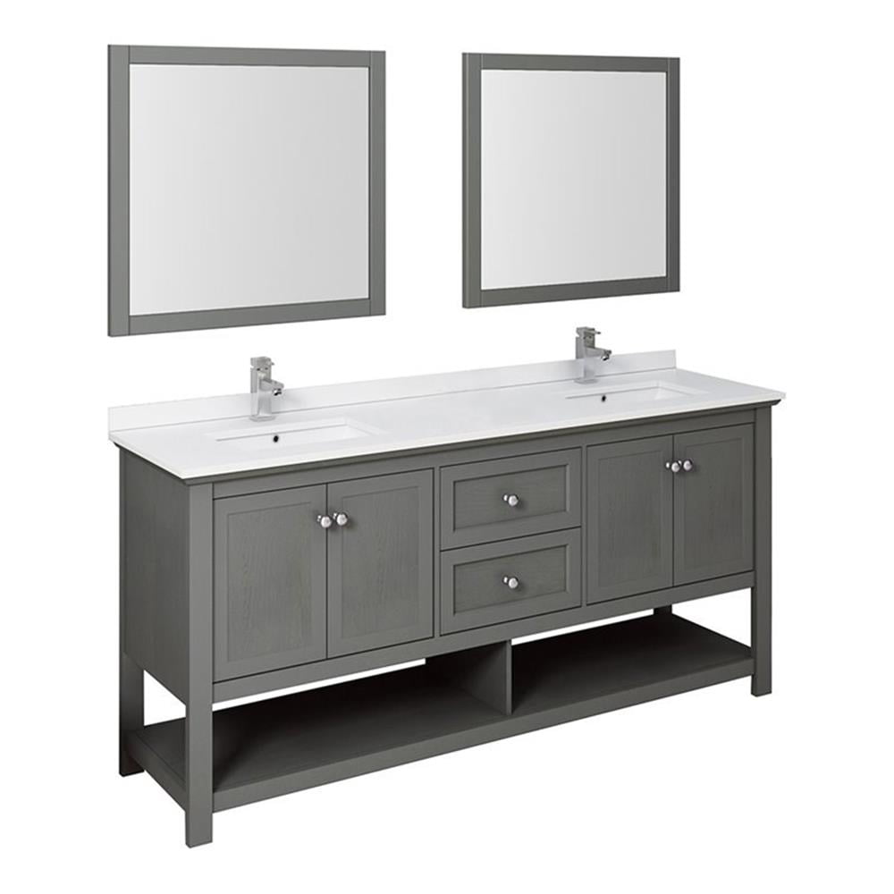 Fresca Manchester Regal 72" Gray Wood Veneer Traditional Double Sink ...