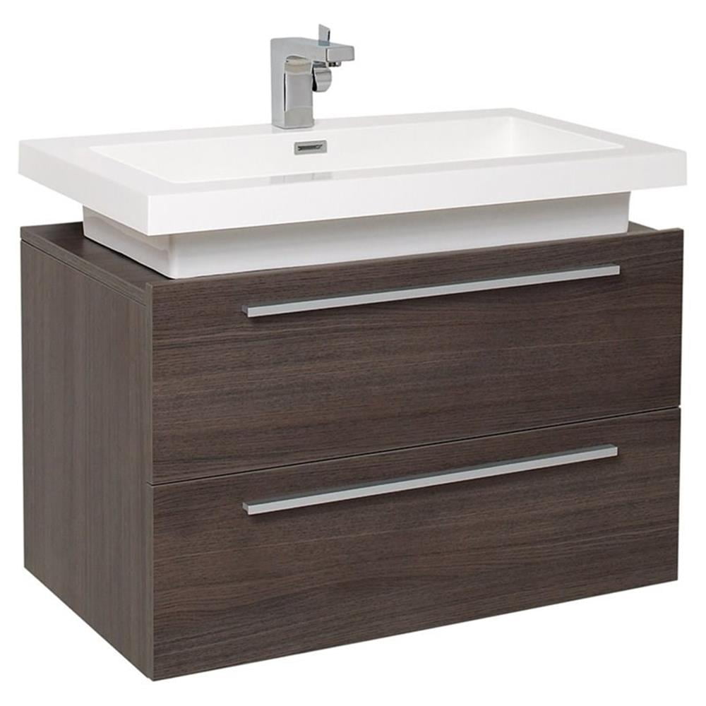 Fresca Medio Gray Oak Modern Bathroom Cabinet with Vessel Sink ...