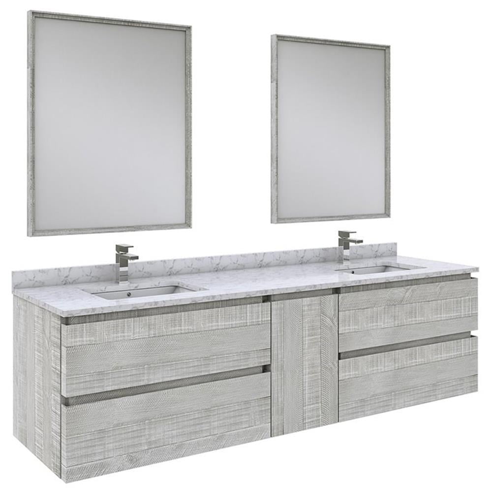 Fresca Stella 72" Wall Hung Double Bathroom Vanity w/ Mirrors in Sage ...