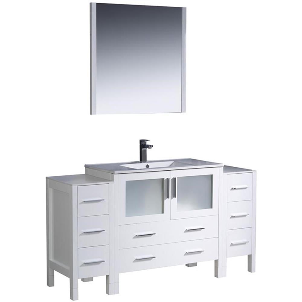 Fresca Torino 60" White Bathroom Vanity with Side Cabinets and ...