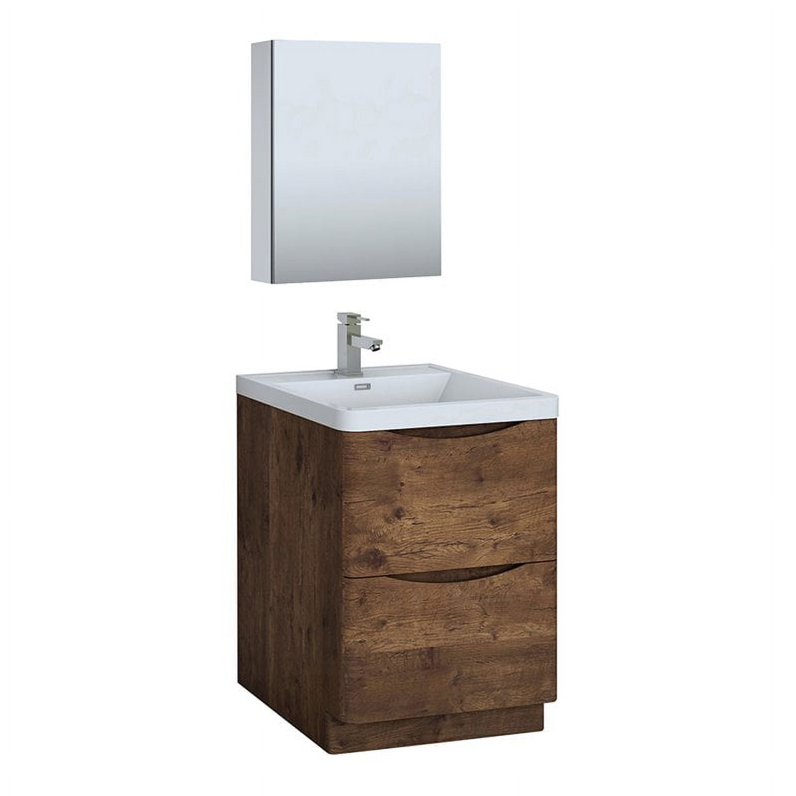 Save $169 • Rosewood 24" Modern Free-Standing Vanity Set with Acrylic Sink