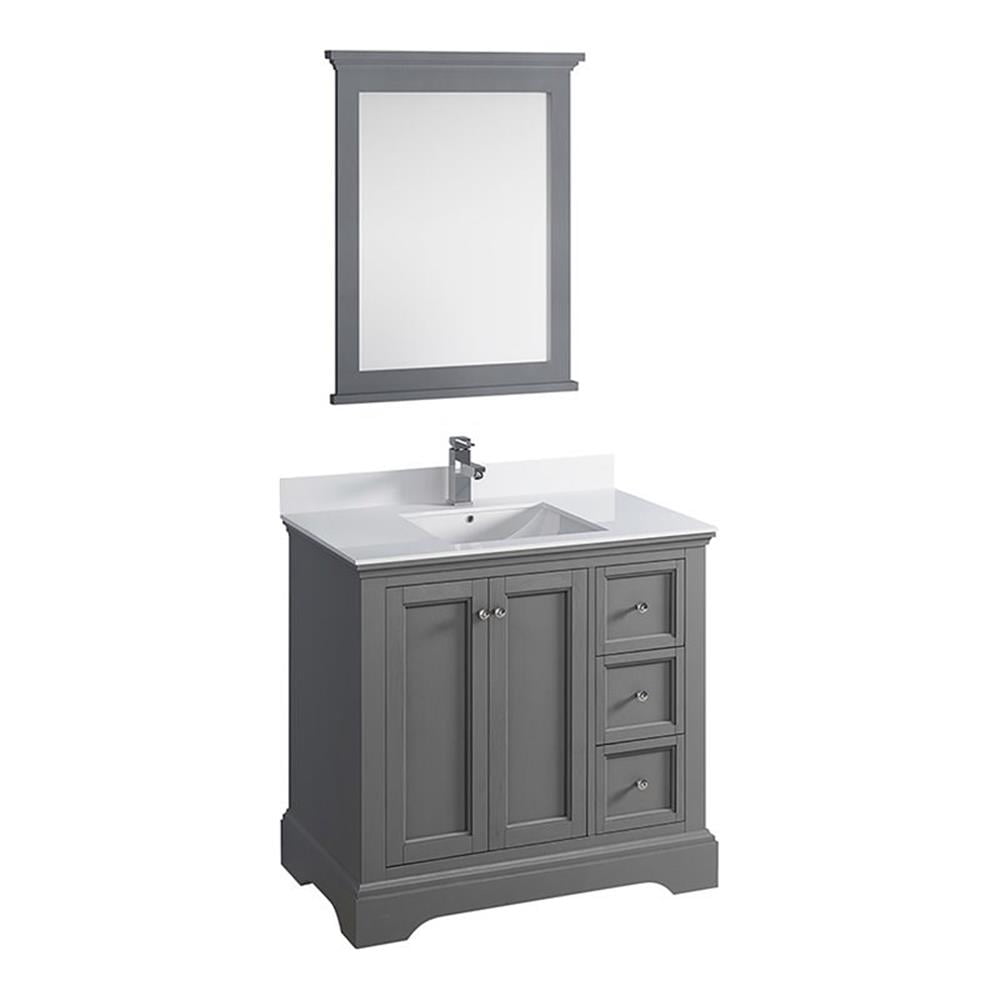 Fresca Windsor 36" Gray Textured Traditional Bathroom Vanity with ...