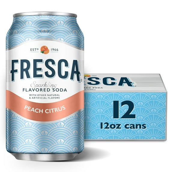 Fresca Zero Calorie Peach Soda, 12 fl oz Cans, 12 Pack, Caffeine-Free ...