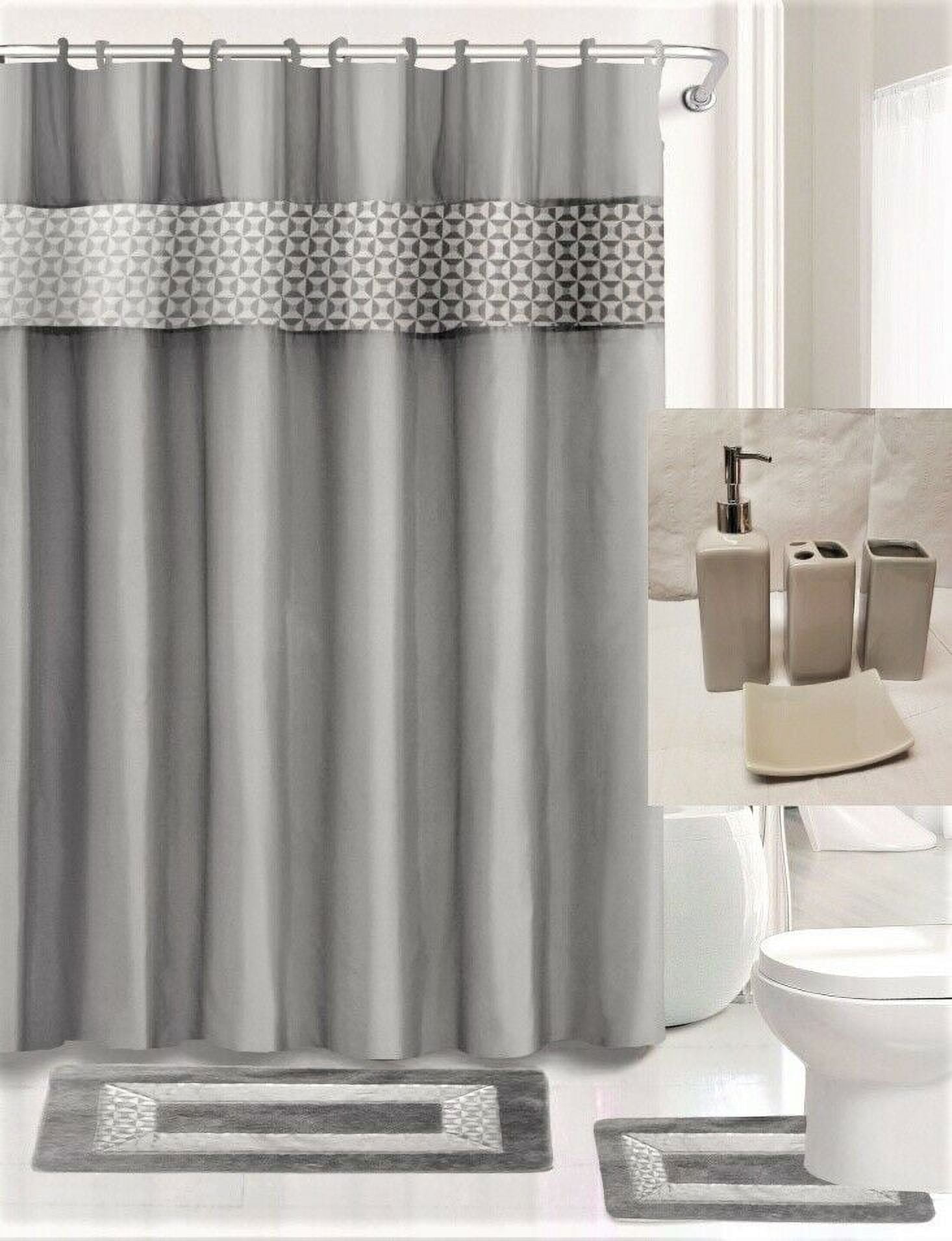 Fresco silver Bathroom rug, mat non slip soft shaggy with shower ...