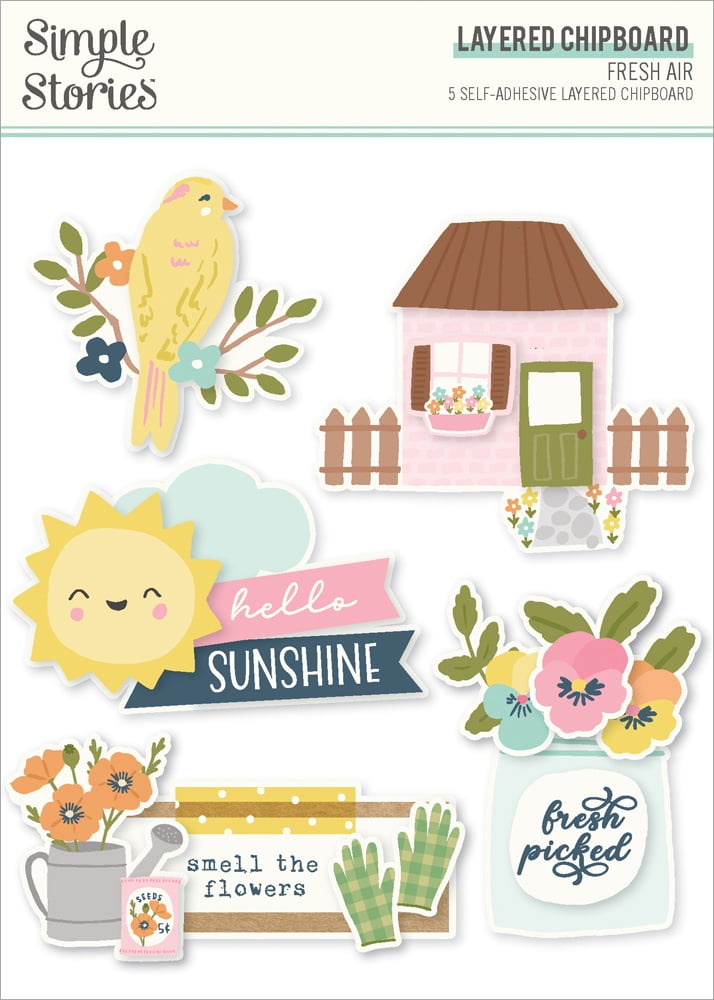 Fresh Air Layered Chipboard Die-Cuts-5/Pkg - Walmart.com