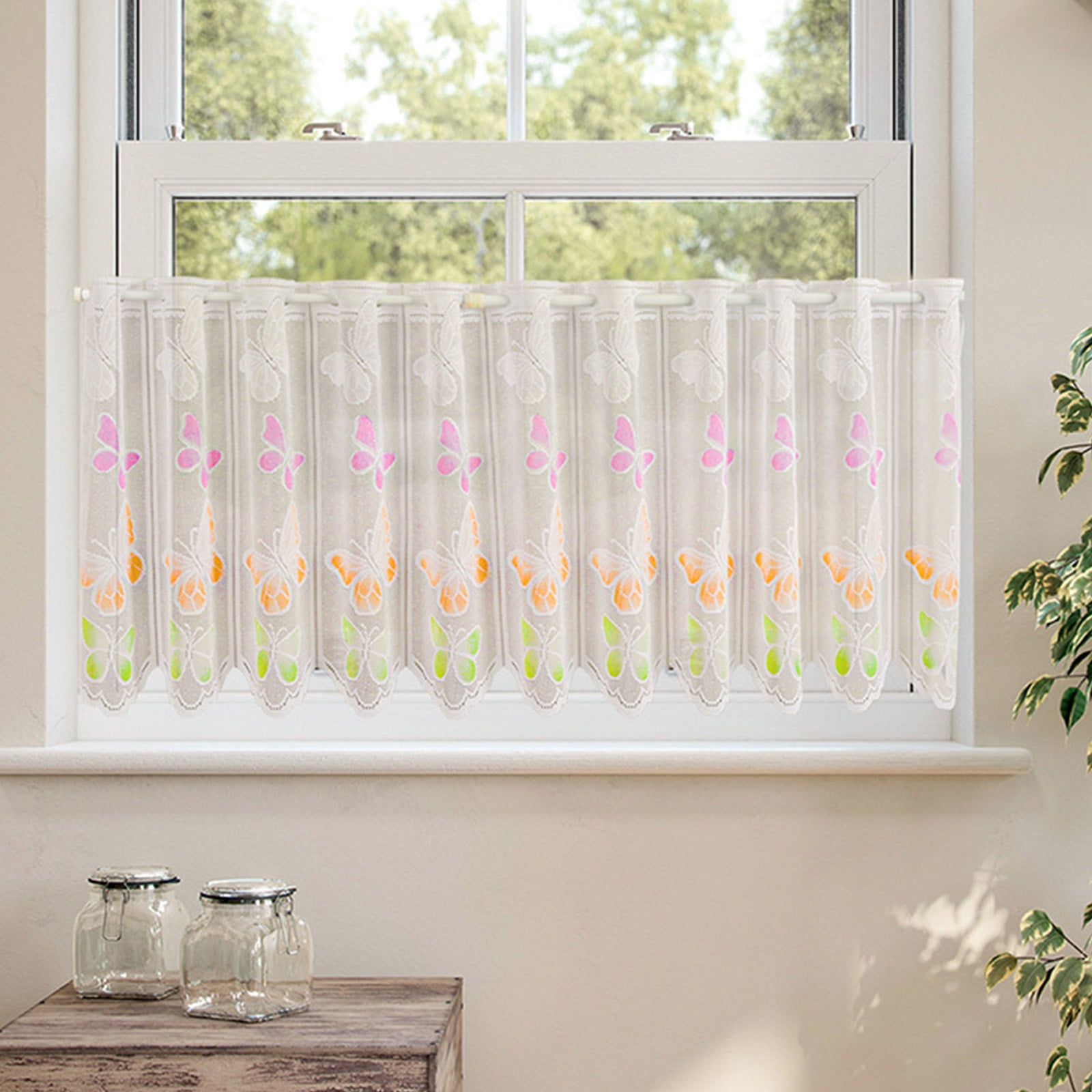 Fresh And Clean White Lace Kitchen Partition Curtain Four Color B ...