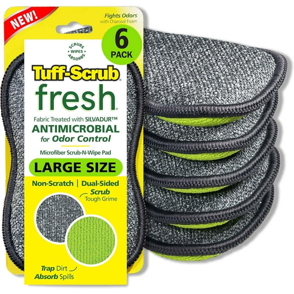 Fresh Antimicrobial Microfiber Scrub-N-Wipe Sponge Pads, Fabric Treated ...