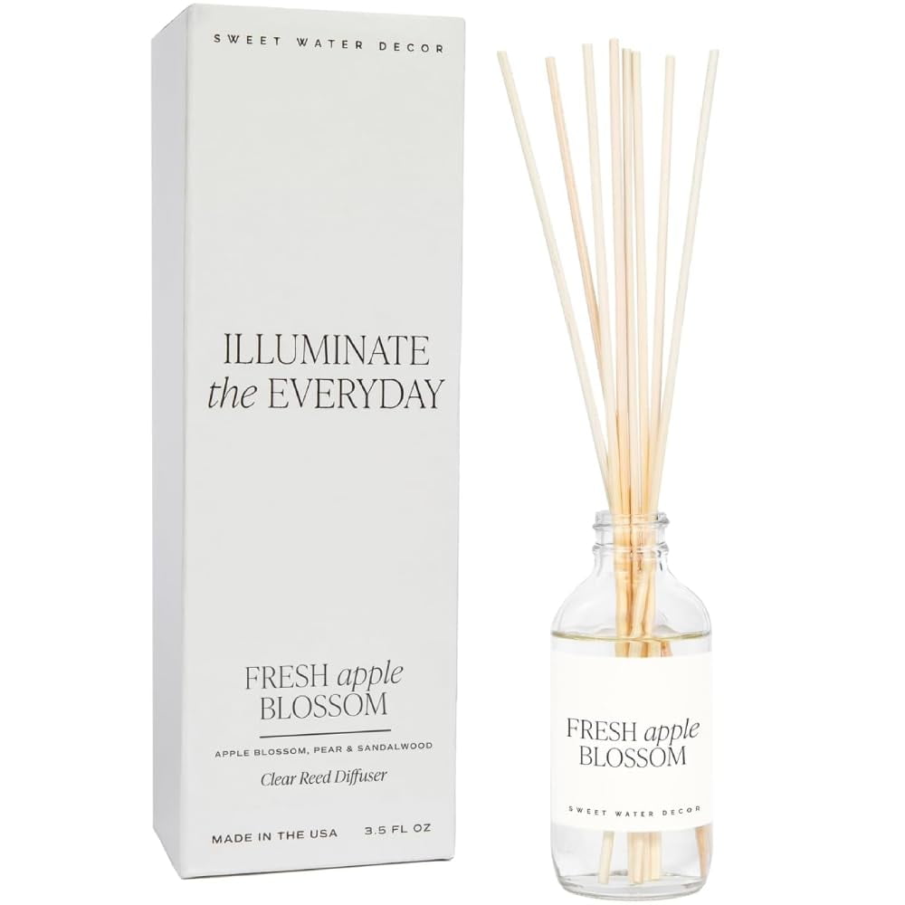 Fresh Apple Blossom Reed Diffuser Set - Apple Blossom, Pear, and Sandalwood Scented Diffusers ...