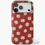 Fresh As A Daisy Red Background Art iPhone Case 17 16 15 14 13 12 11 ...