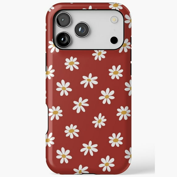 Fresh As A Daisy Red Background Art iPhone Case 17 16 15 14 13 12 11 ...