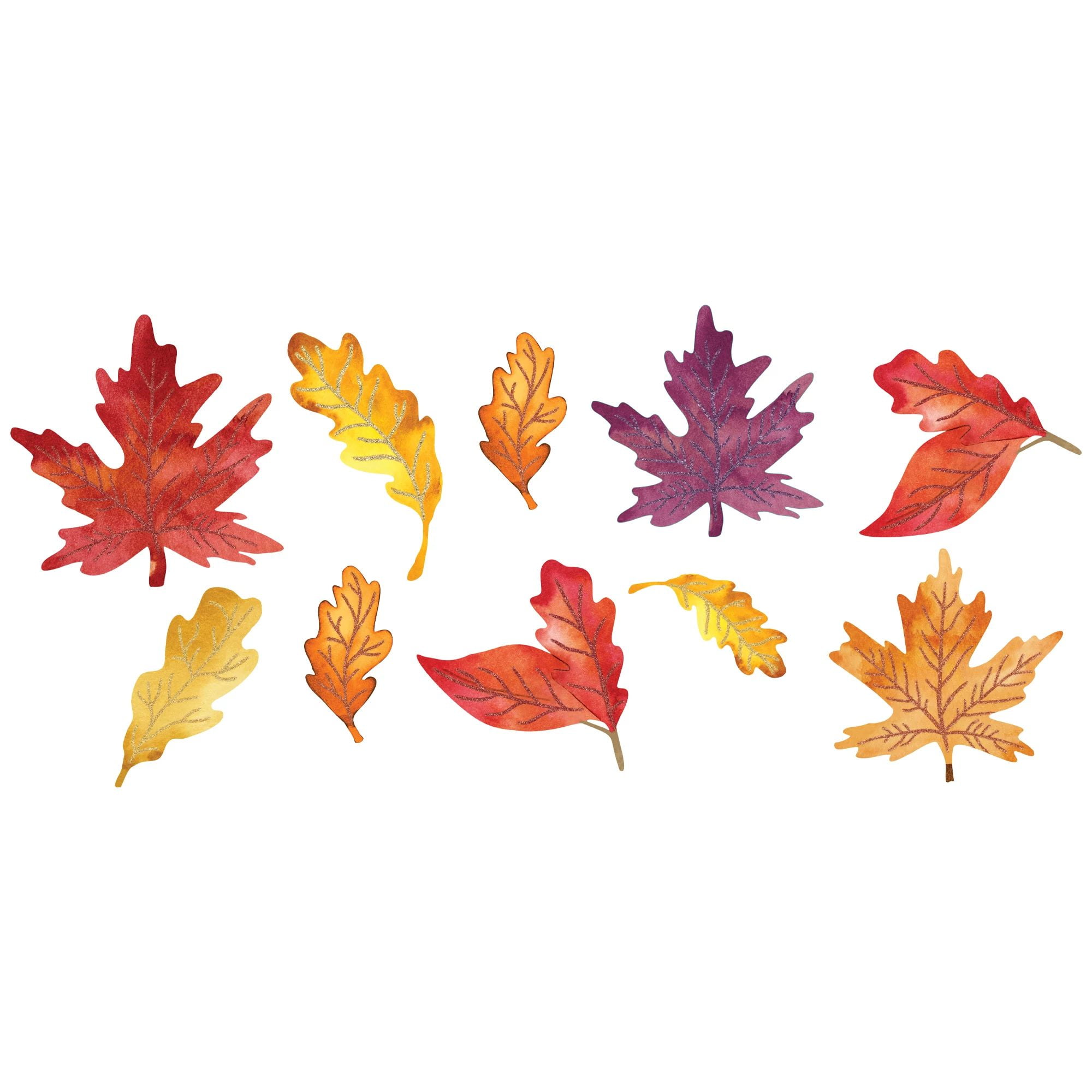 Fresh Autumn Leaves 10 Pc Autumn Mini Glitter Cutout Leaf Assortment ...