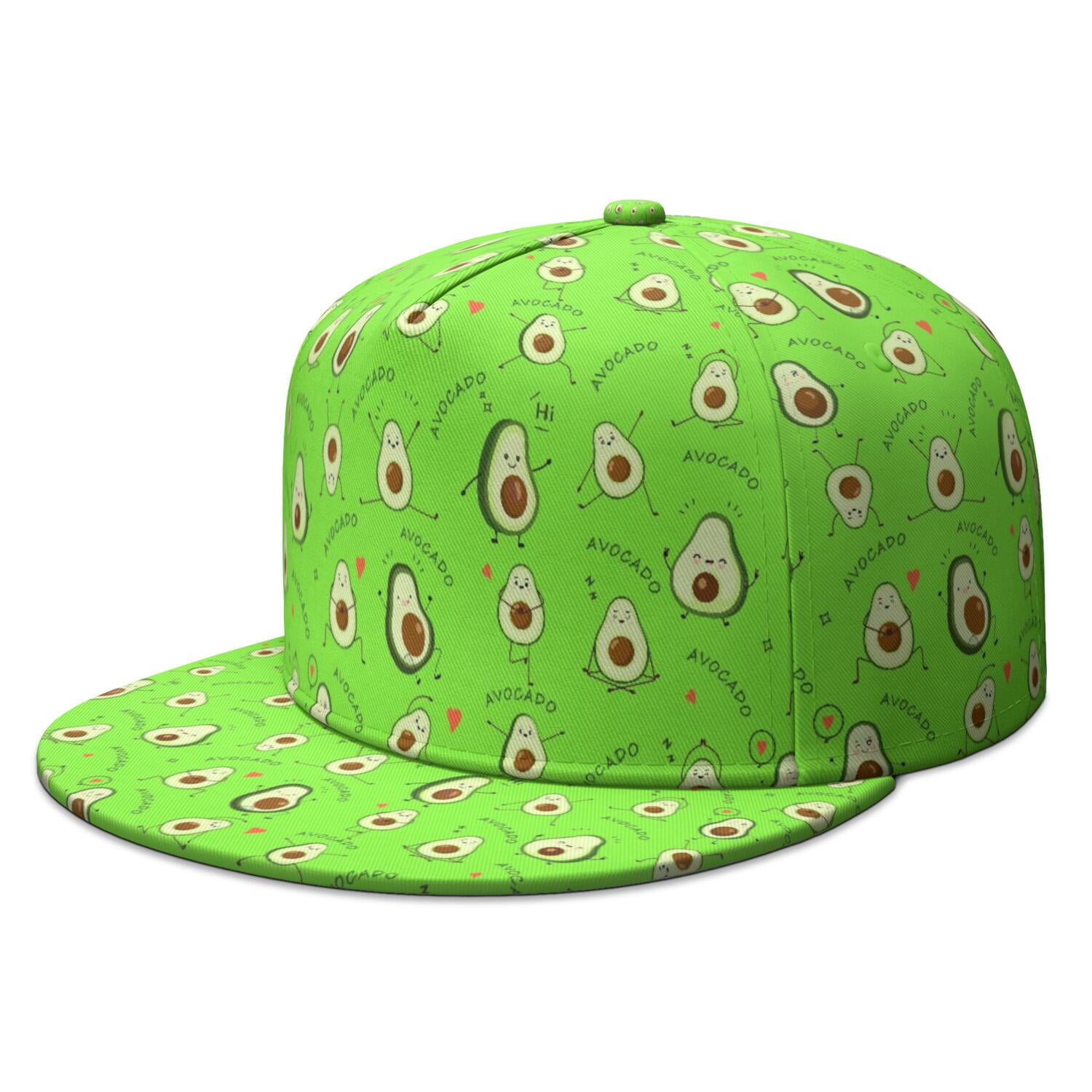 Fresh Avocado Illustration Flat Visor Hat - Urban Style Adjustable Snapback Cap for Avocado ...