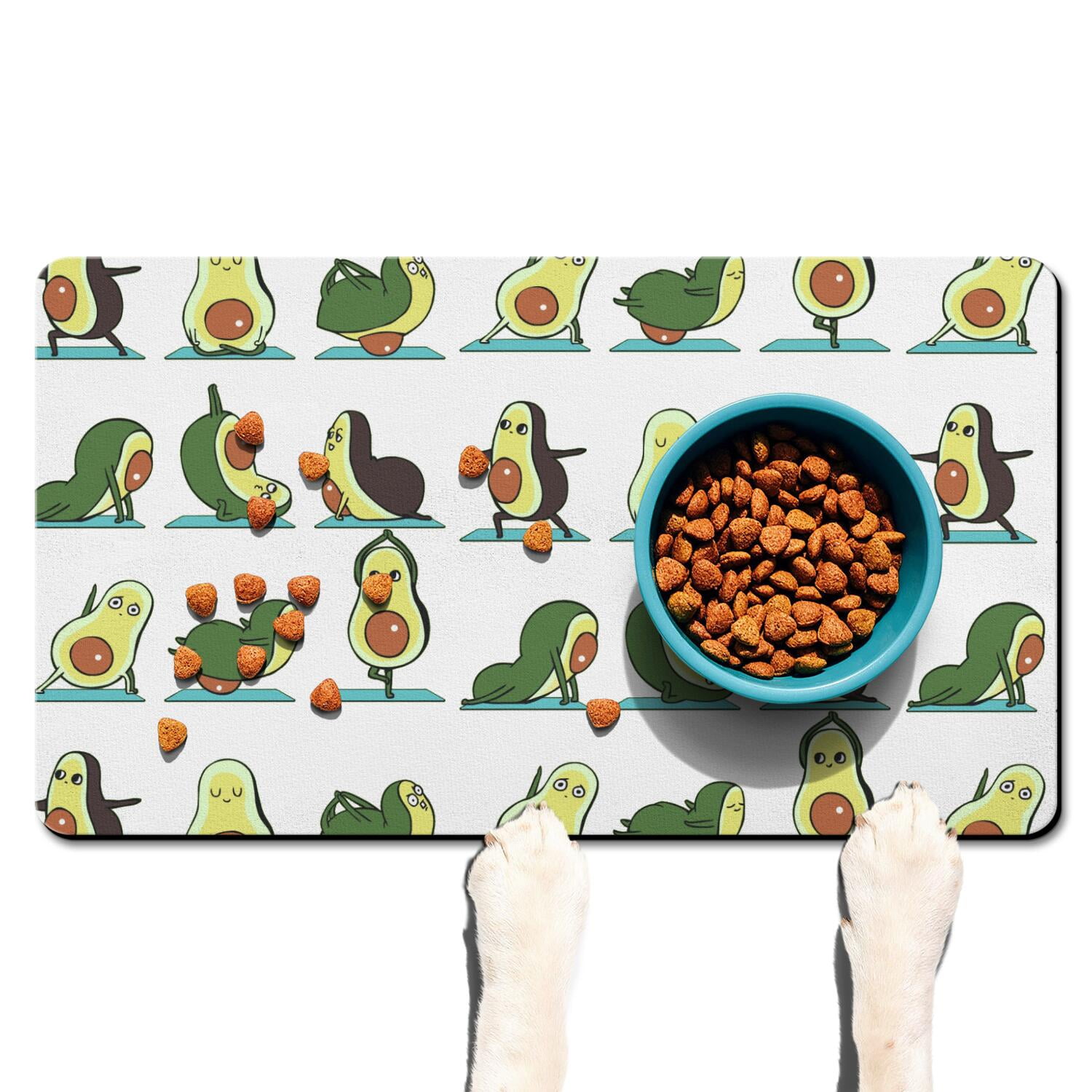 Fresh Avocado Print Pet Food Spill Mat - Multi-Layer Dog Feeding Mat ...