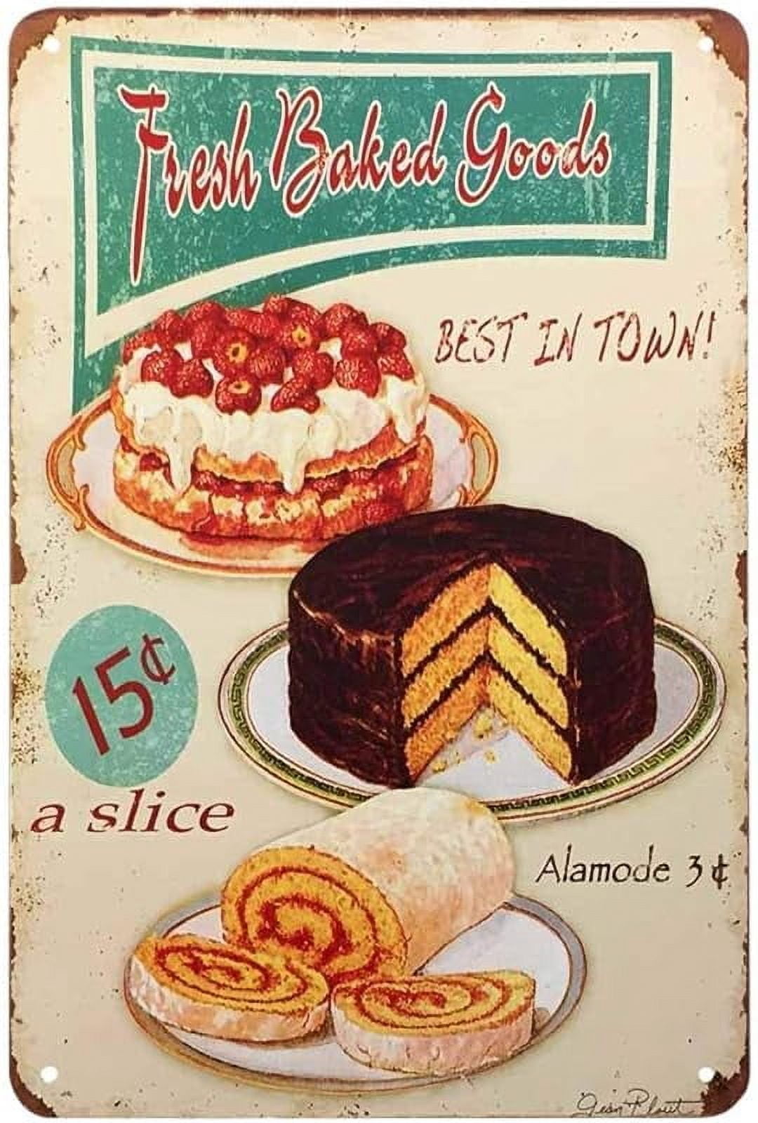 Fresh Baked Goods Tin Sign,Cake Cream Ring Fresh Delicious Strawberry ...