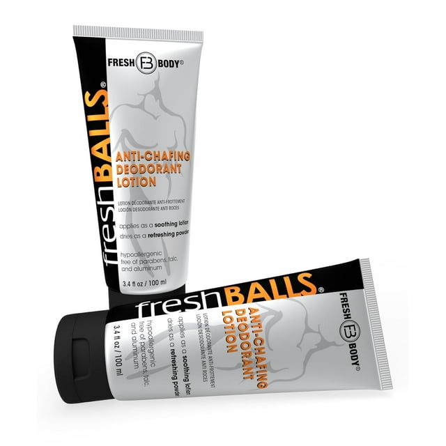 Fresh Balls Anti-Chafing Lotion, 3.4 fl oz - (2 Pack) Men's Body Deodorant for Private Parts ...