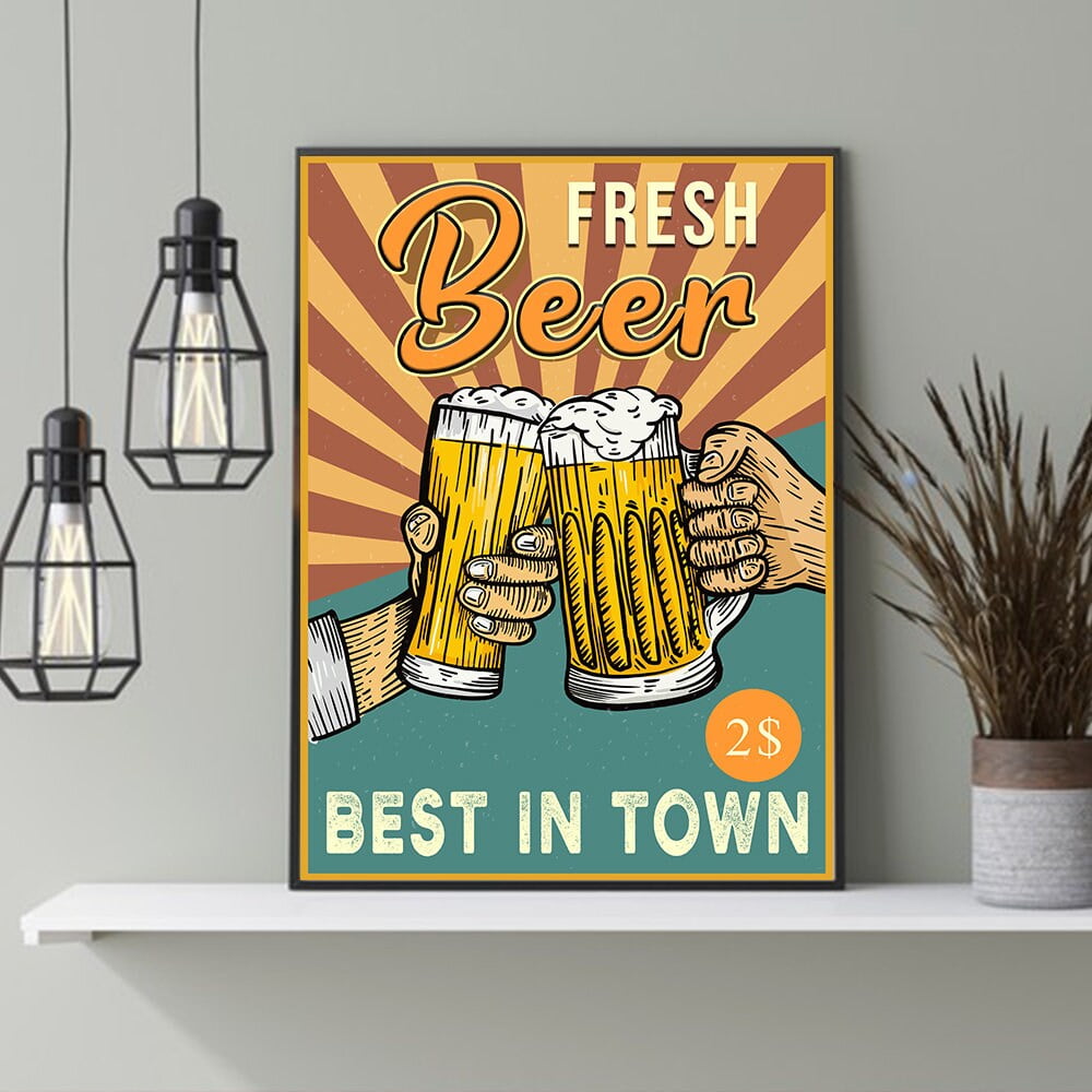 Fresh Beer Poster, Beer Poster, Brewing Beer, Vintage Beer Poster ...