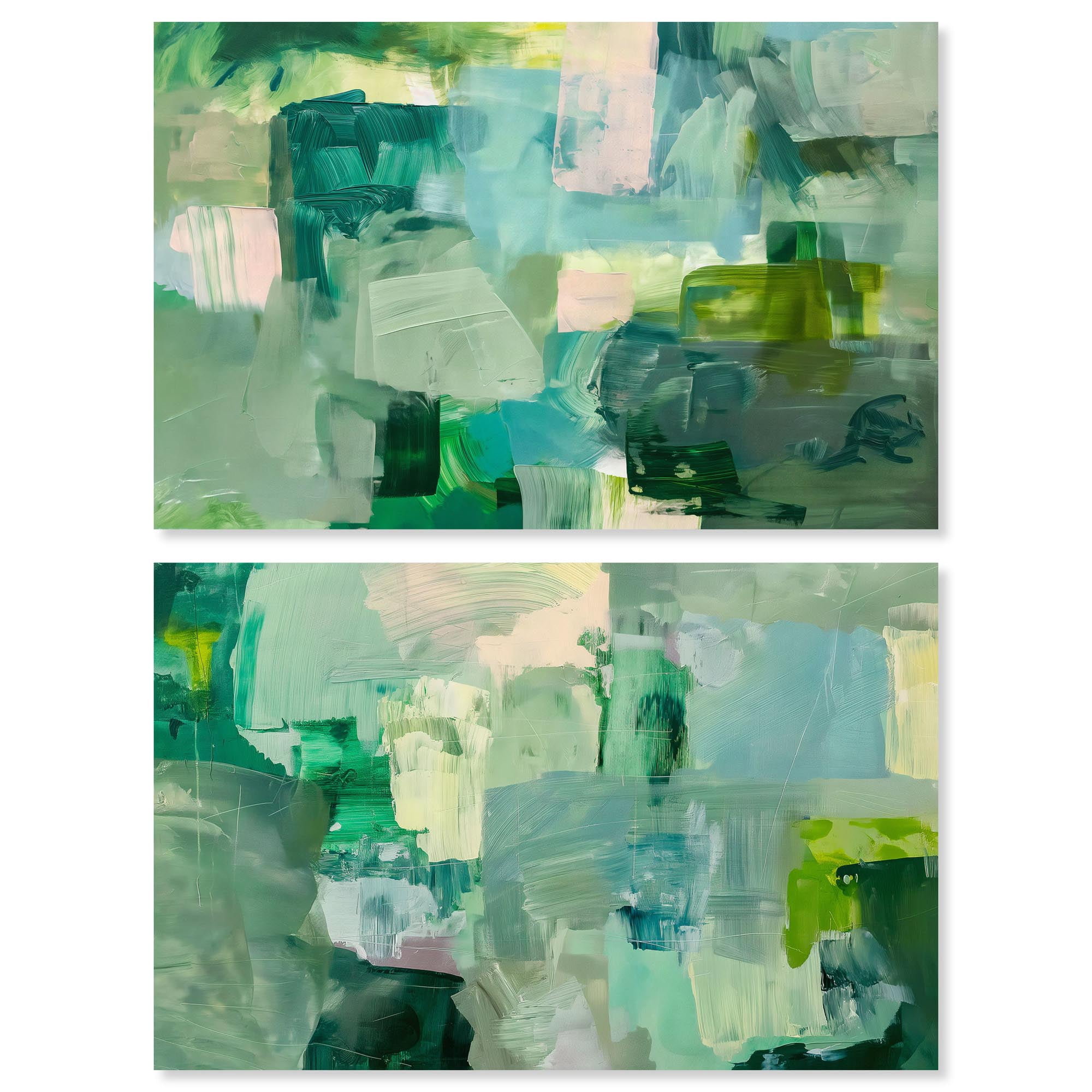 Fresh Beginning Set Canvas Set of 2 Green and Blue Art by Art Remedy ...