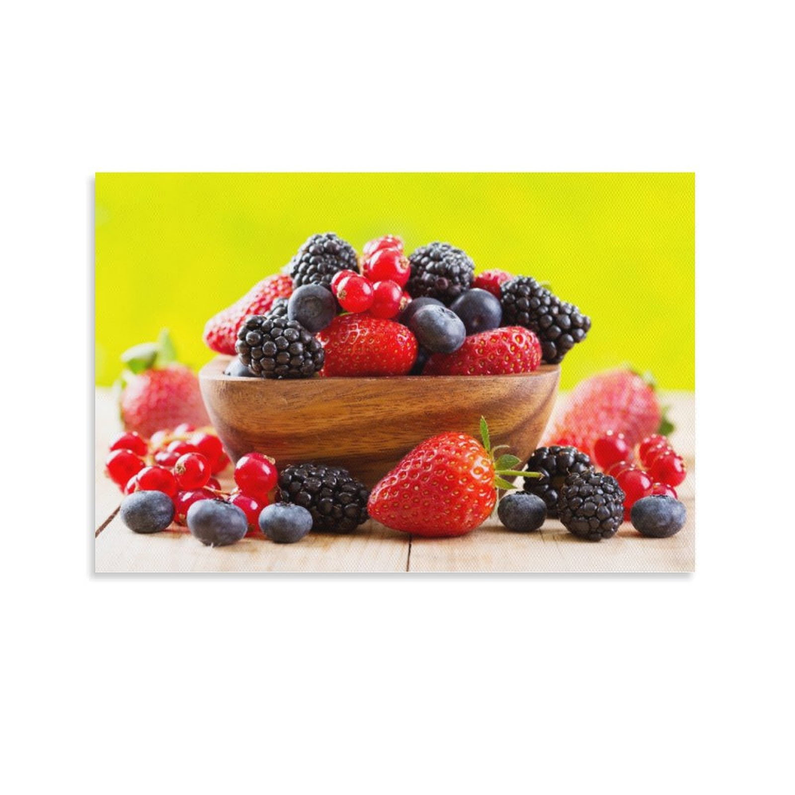 Fresh Berries Blueberries Strawberry Plate Canvas Art Poster And Wall ...