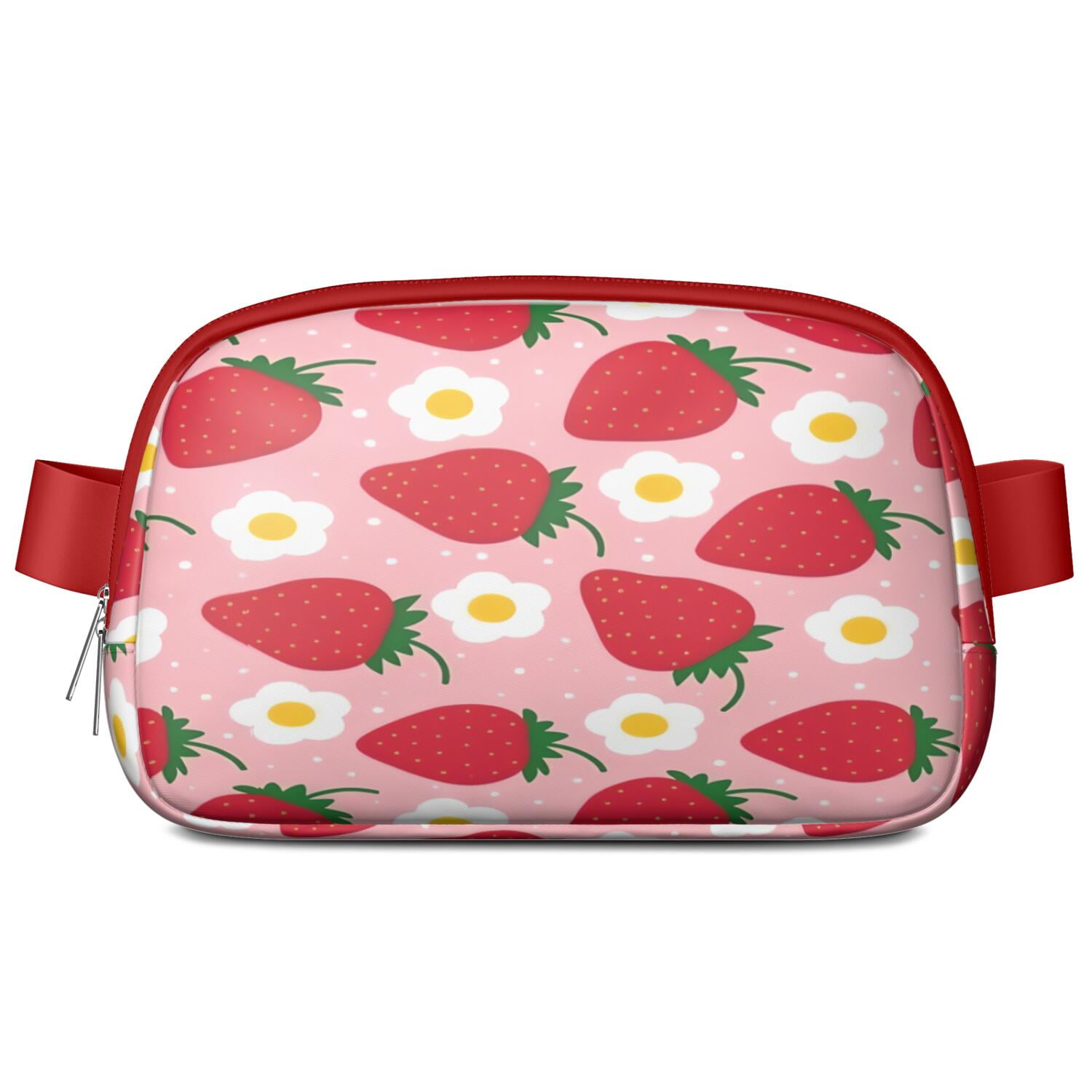 Fresh Berry Fanny Pack – Strawberry Print Waist Bag with Cute Red Fruit ...