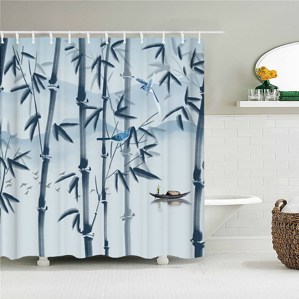 Fresh Birch Forest Tree leaves Fabric Shower Curtain Waterproof ...