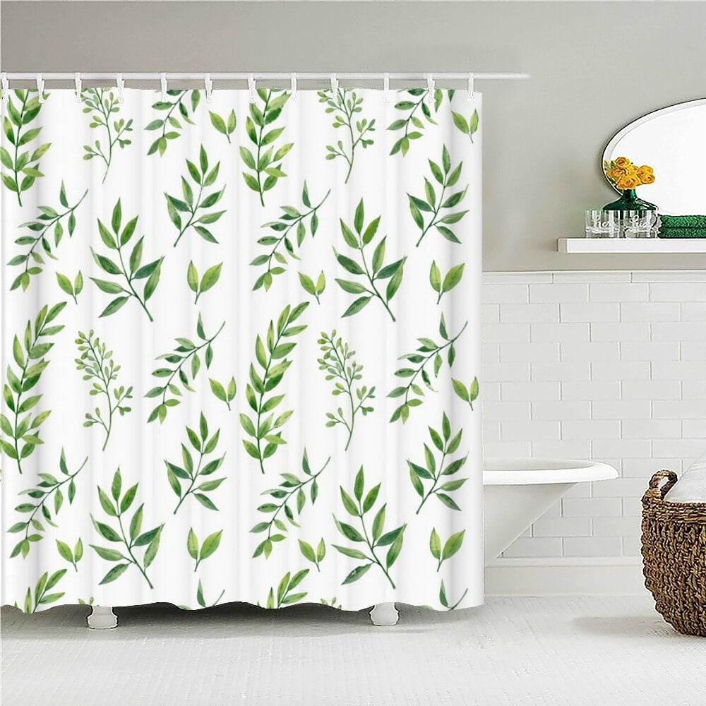 Fresh Birch Forest Tree leaves Fabric Shower Curtain Waterproof ...