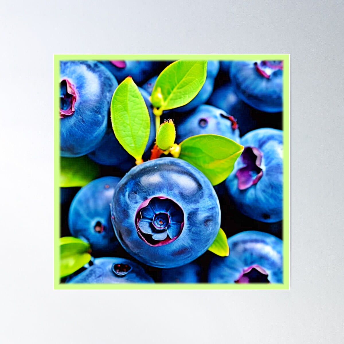 Fresh Blueberries Close-Up Poster Wall Art, Modern Wall Decor For ...