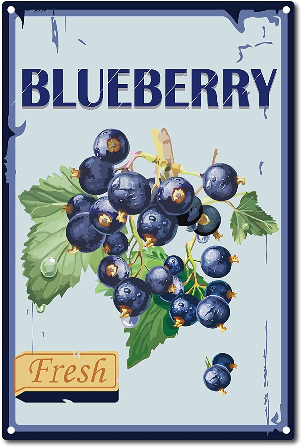 Fresh Blueberry Tin Sign Vintage Metal Tin Sign Retro Iron Poster ...
