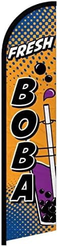 Fresh Boba Flags Pack of 2 | 2.5 ft by 11.5 ft Fresh Boba Flags for ...