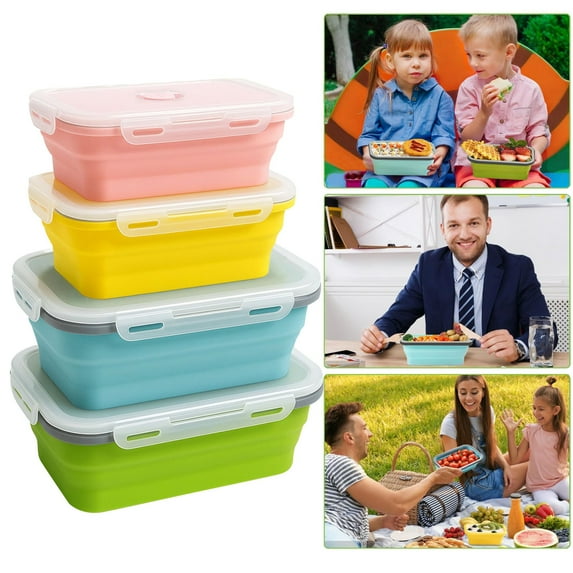 Fresh Box Set/ Silicone Storage Containers With Lids 4 Piece Set Microwave & Freezer Saving ...
