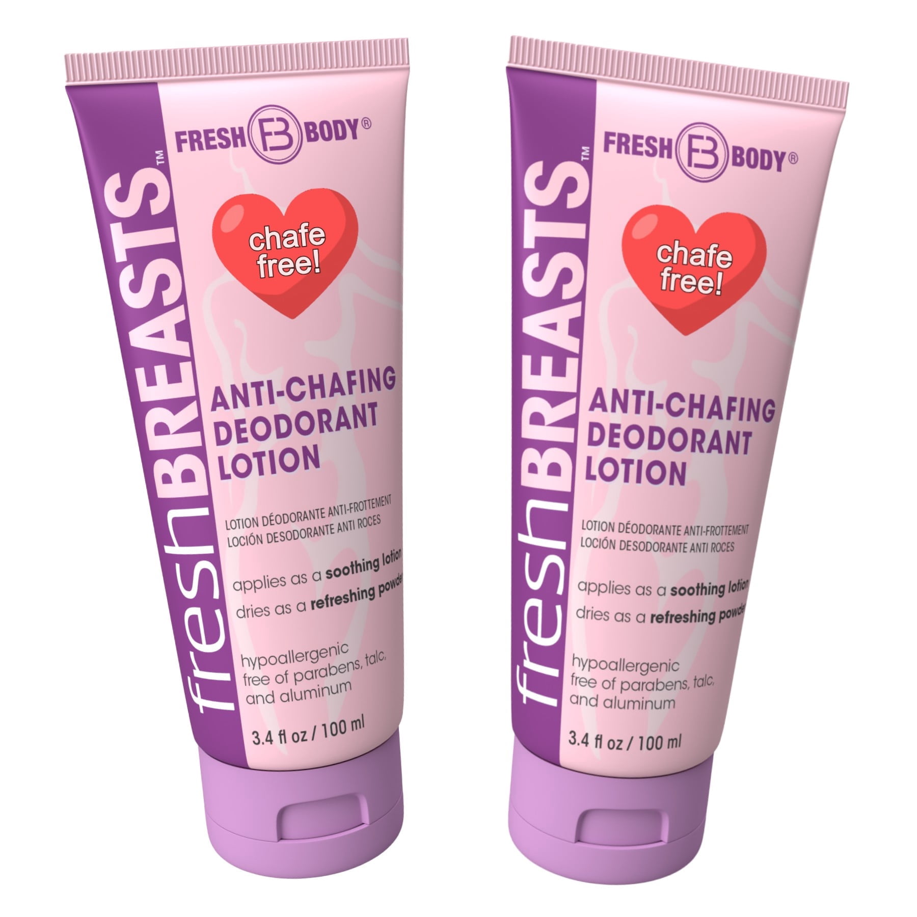 Fresh Body, Anti Chafing Deodorant Lotion to Powder, 3.4oz, 2 Pack ...