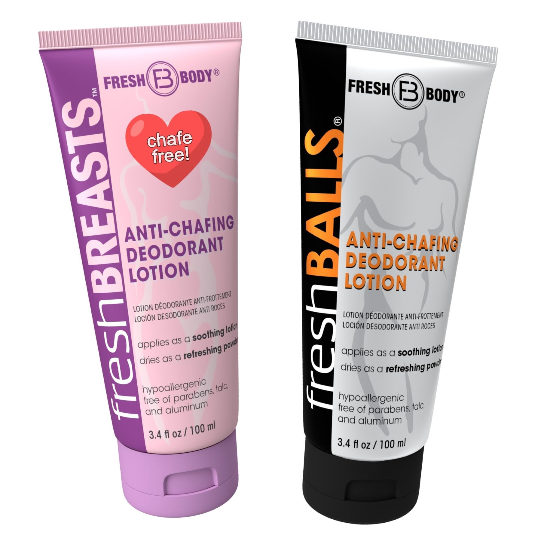Fresh Breasts + Fresh SBF3 Balls: Anti-Chafing Cream, Deodorant Lotion ...