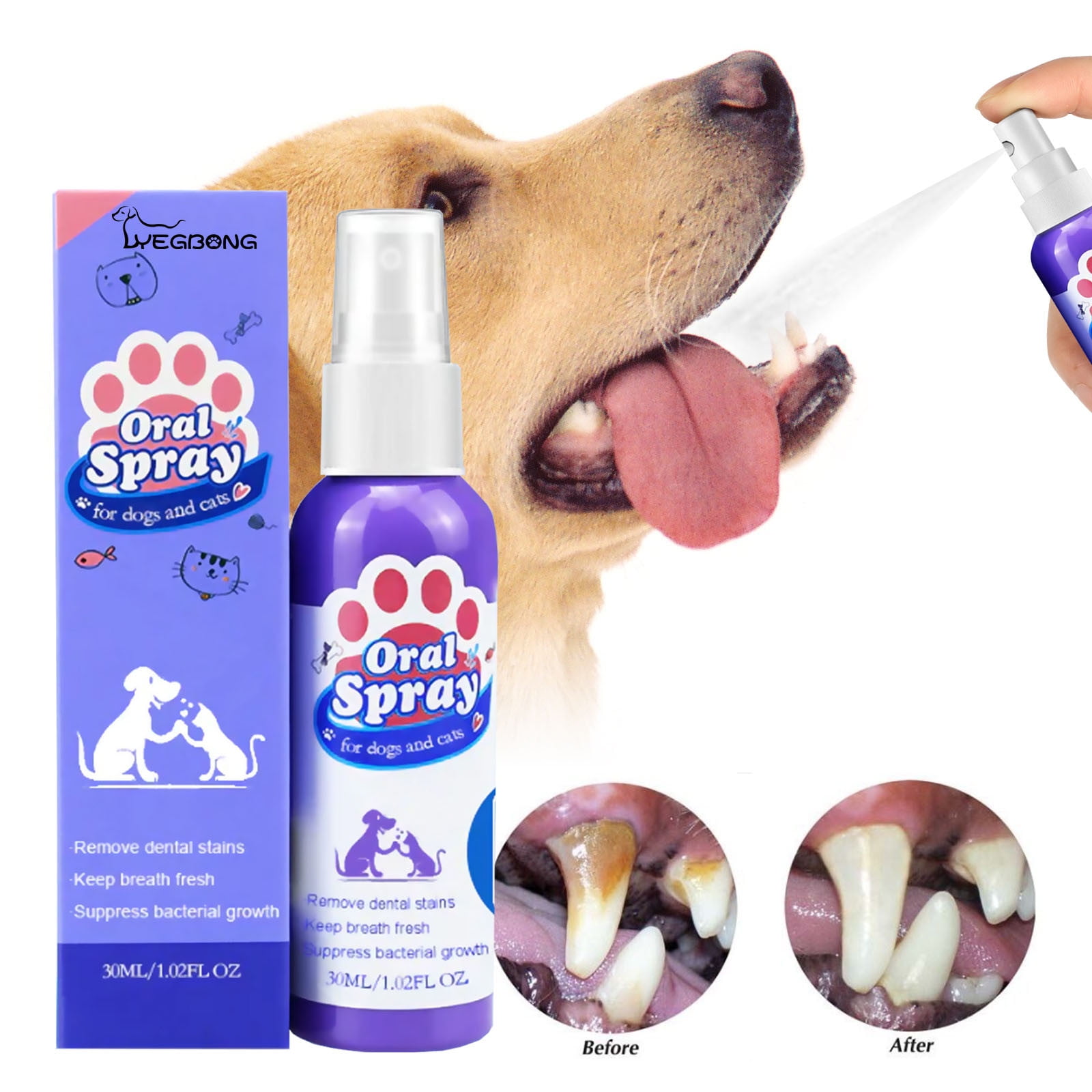 Fresh Breath Dog Oral Spray,30ml Pet Cleaner,Natural Ingredients,Easy ...
