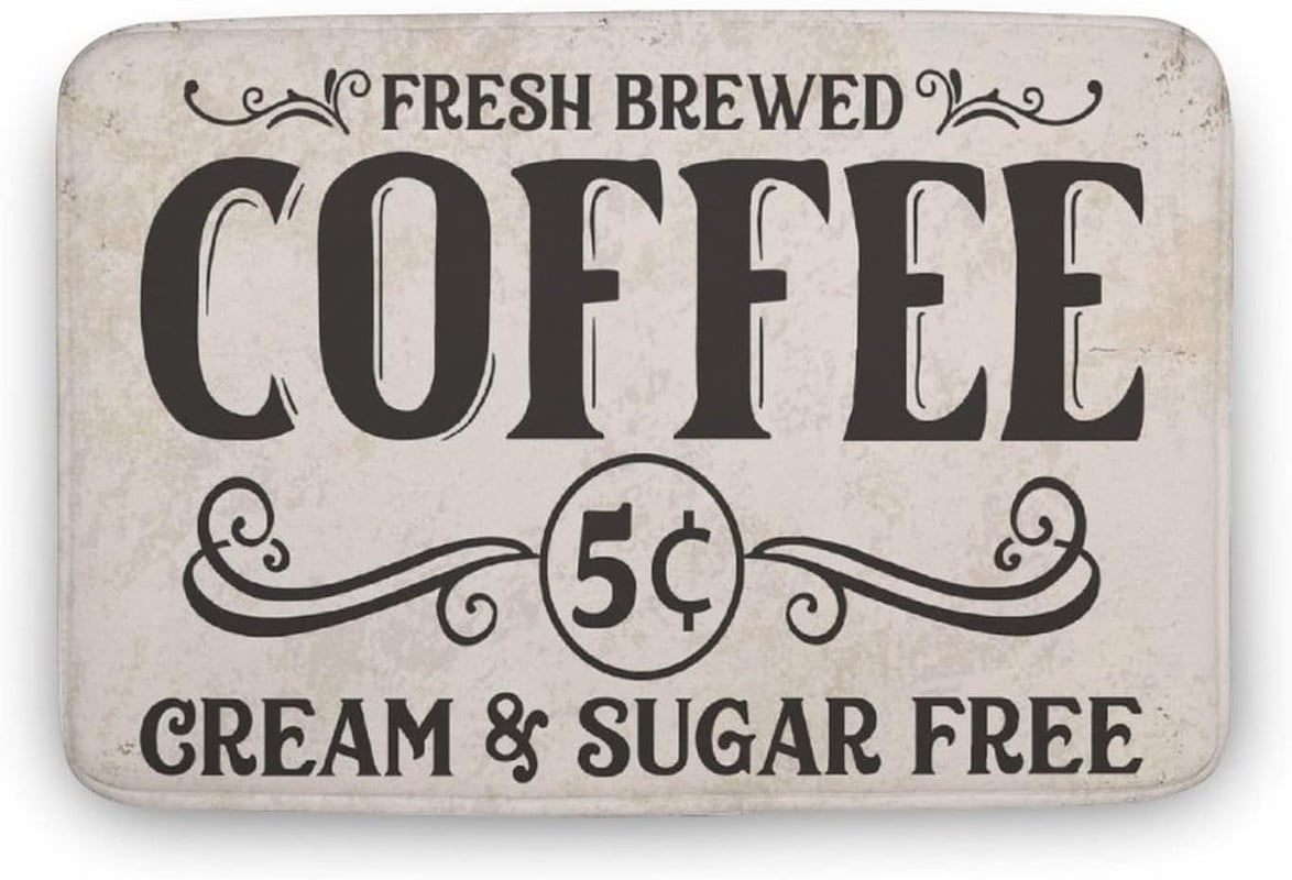 Fresh Brewed Coffee 5 Cents Coffee Bar Coffee Kitchen Rug Coffee Rugs ...