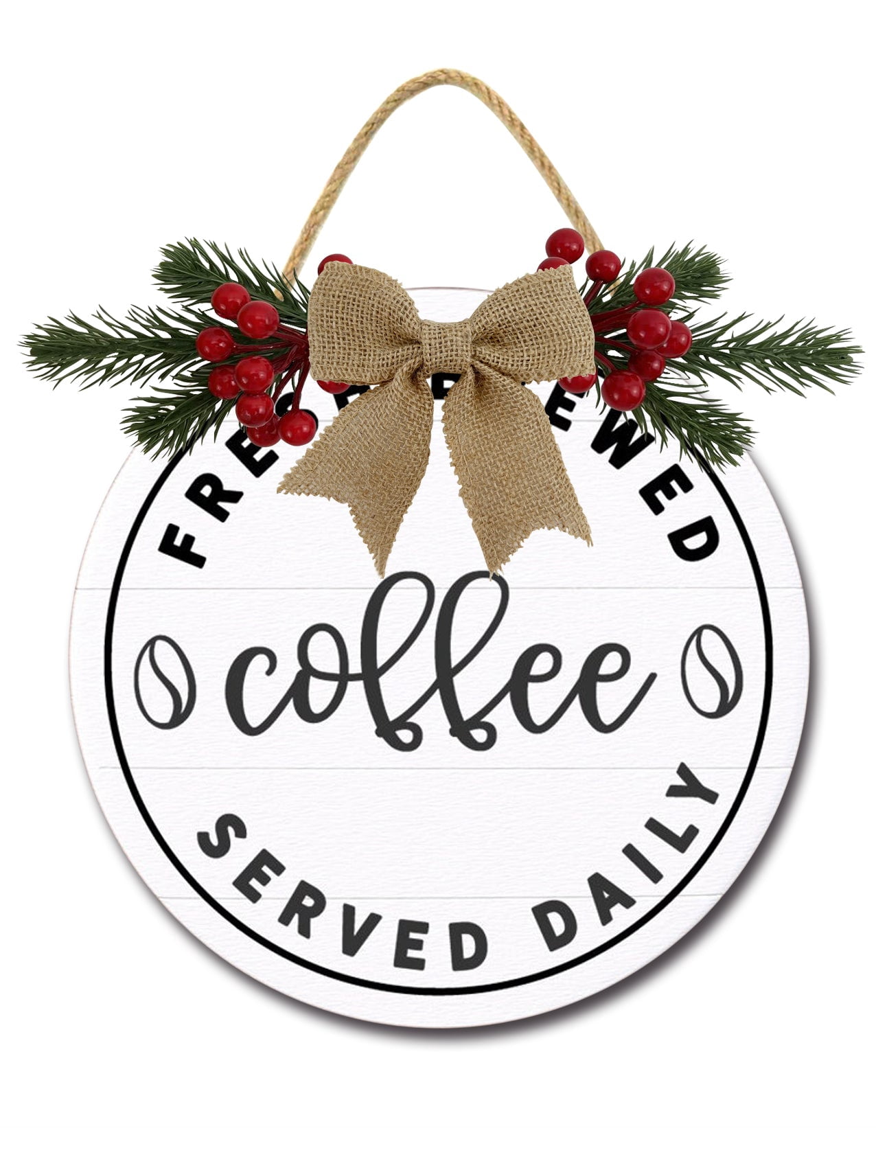 Fresh Brewed Coffee Door Sign Home Decor Round Wood Wreaths Wall ...
