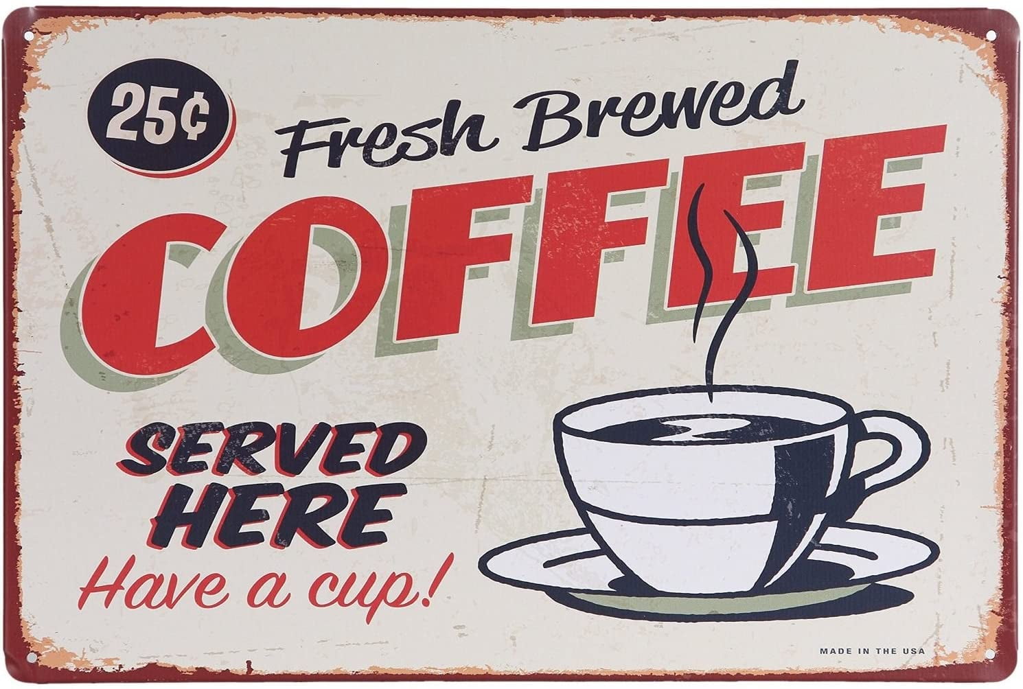 Fresh Brewed Coffee Served Here Retro Vintage Decor Metal Tin Signs ...