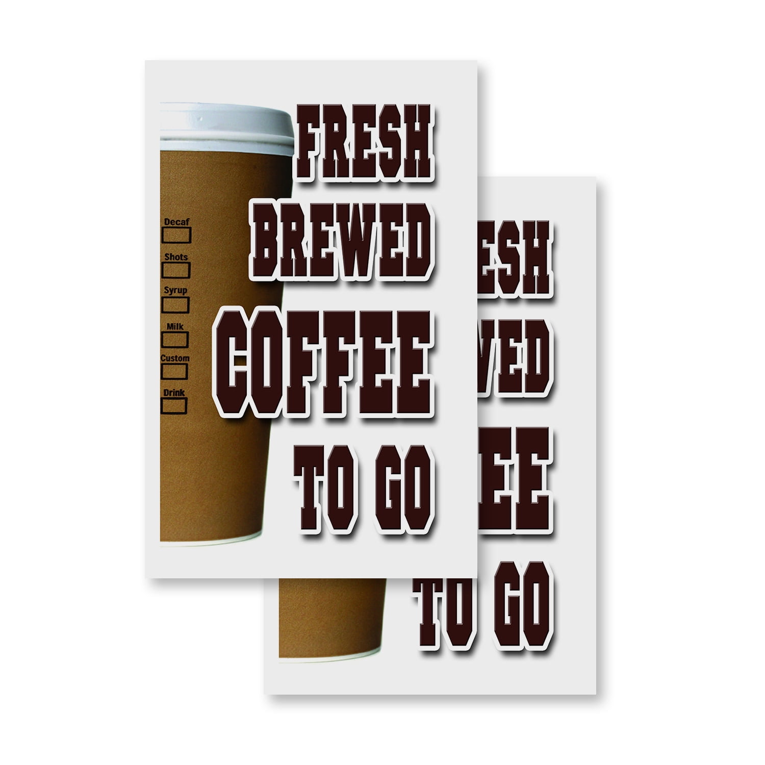 Fresh Brewed Coffee To Go (2-PACK) 24" x 36" Vinyl Decals | Sign Insert ...