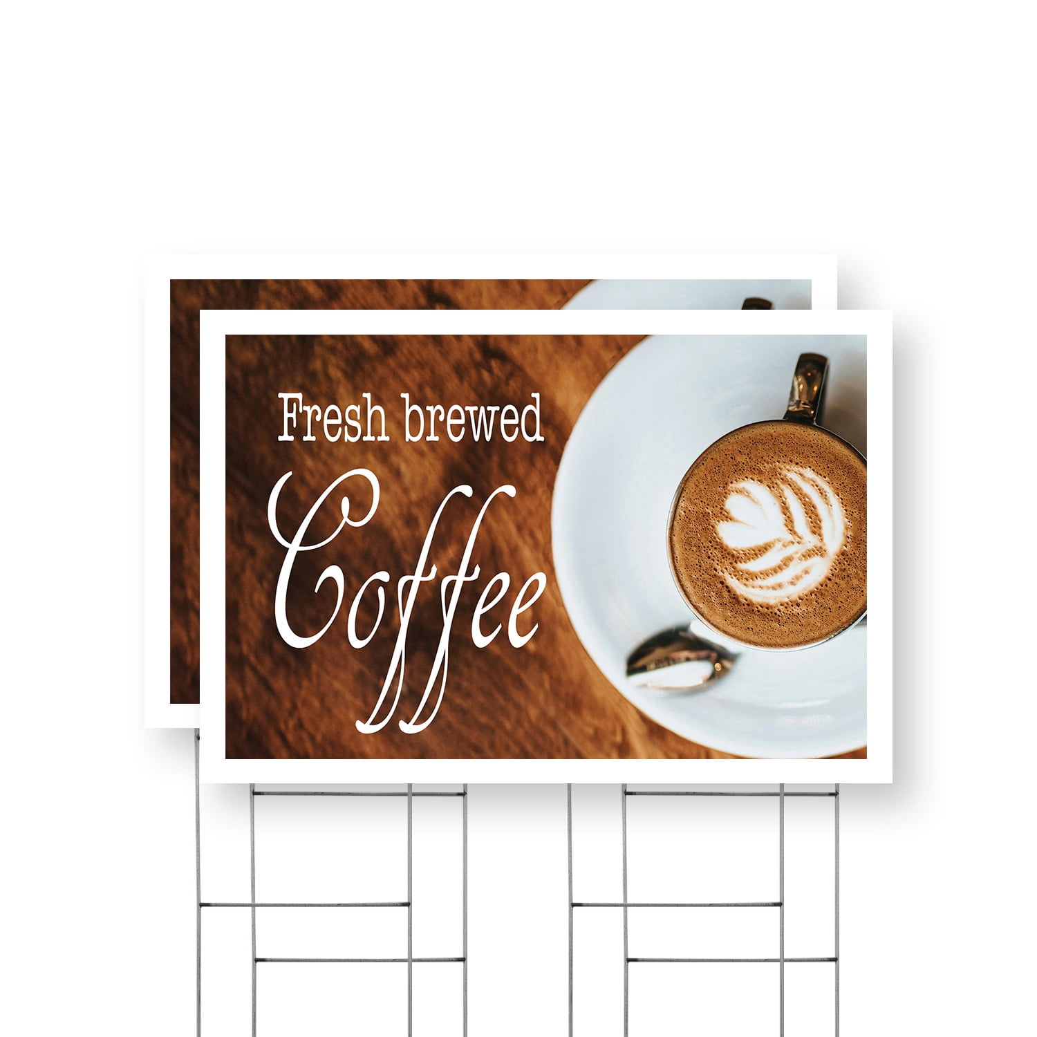 Fresh Brewed Coffee Yard Sign 2 Pack of 24 Inch x 36 Inch Double Sided ...